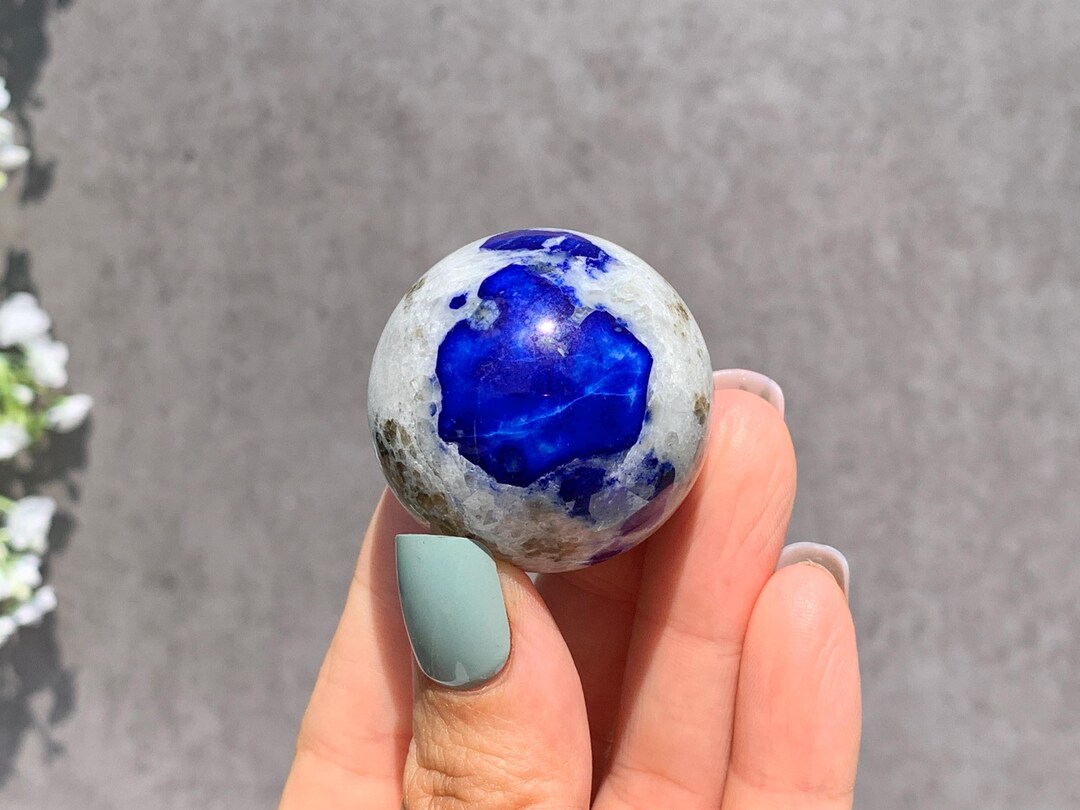 Stunning Lazurite Sphere (E) | Lazurite, Pyrite and Calcite Sphere ...