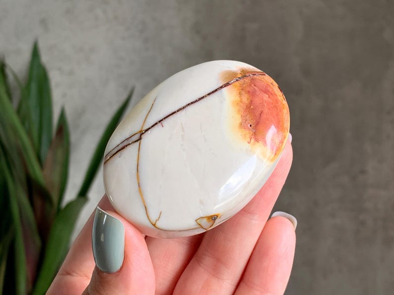 Mookaite Palm Stone (S) | White, Cream & Orange Mookite Jasper ...
