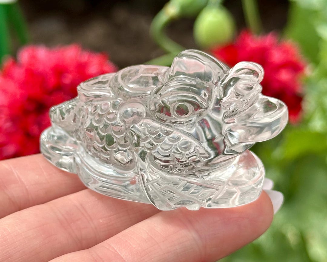 Gorgeous Clear Quartz Money Toad High Grade Lucky Money Frog Carving ...