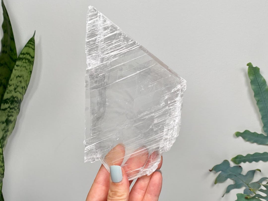 Extra Clear Selenite Slab (C) | True Sheet Selenite Plate With Rainbows ...