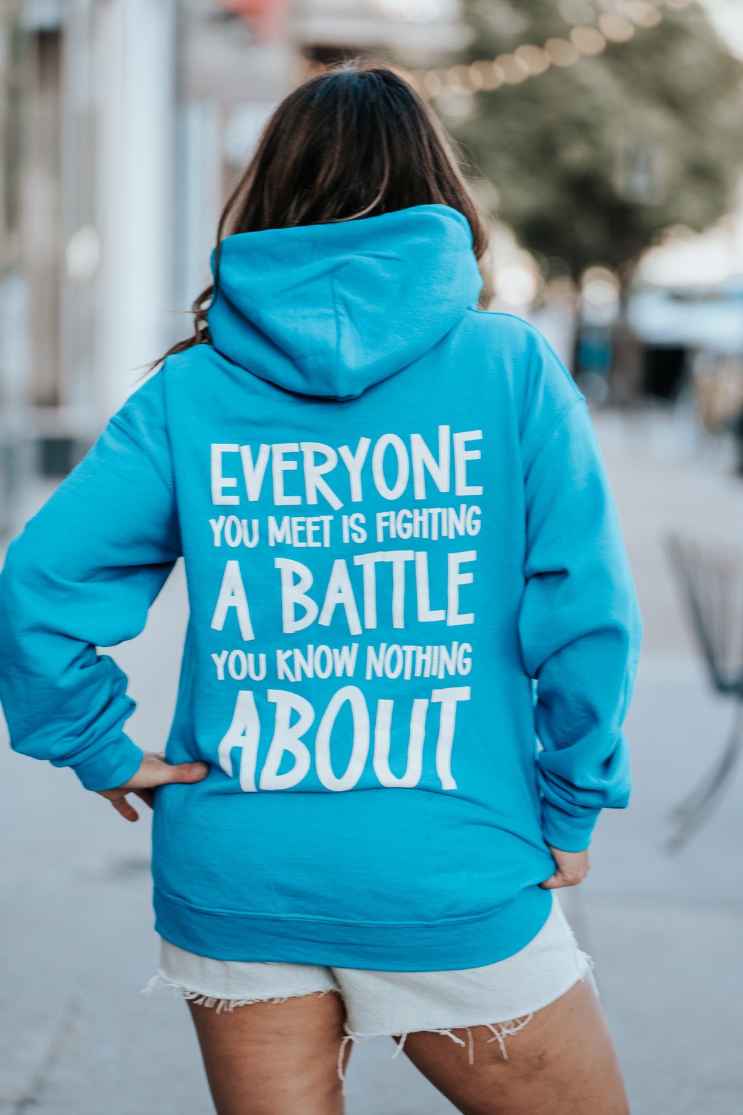 Be Kind Blue Comfy Hoodie, Fight a Battle, - Etsy