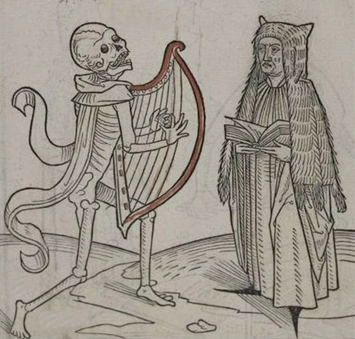 Skeleton Playing Harp Medieval Art Sticker C. 1488 - Etsy