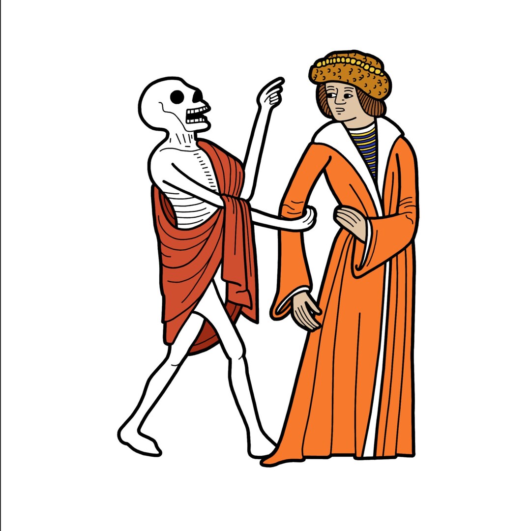 Death Pointing Accusingly Medieval Art Sticker Modern Coloration - Etsy