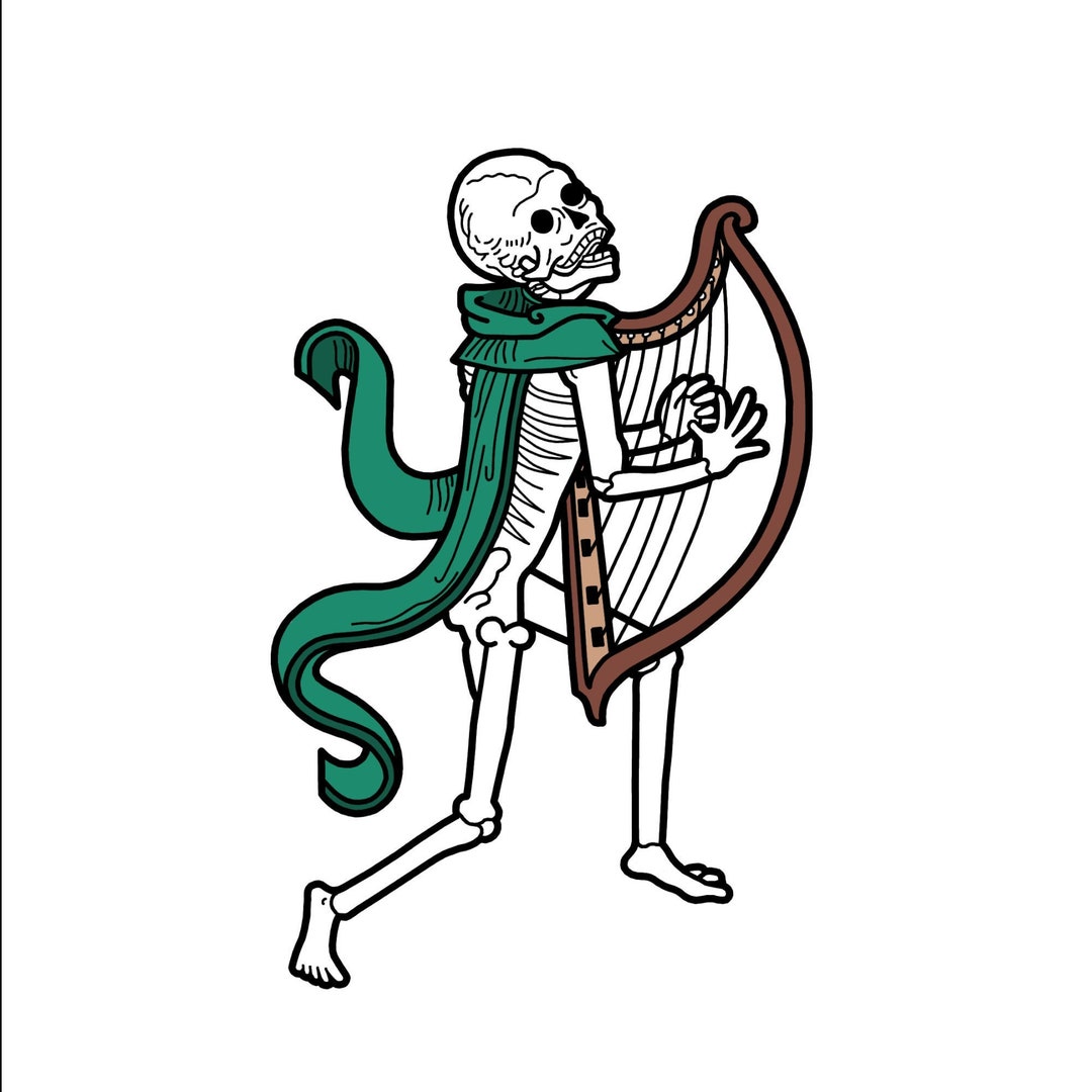 Skeleton Playing Harp Medieval Art Sticker C. 1488 - Etsy