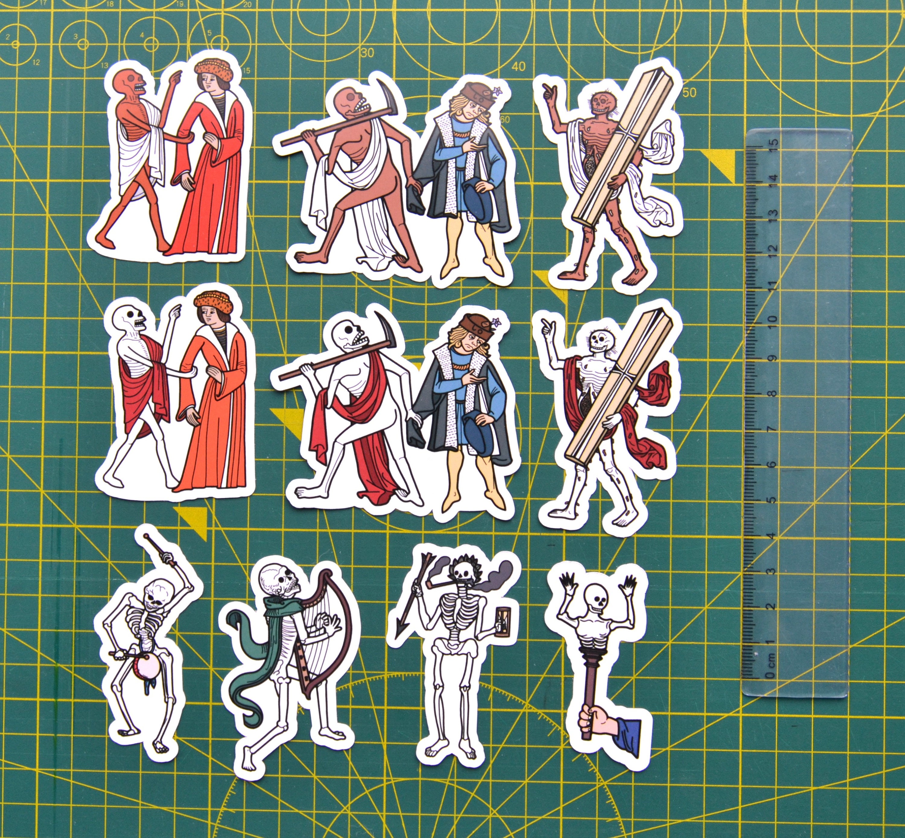 Medieval Sticker Set Danse Macabre 7 Stickers - Etsy