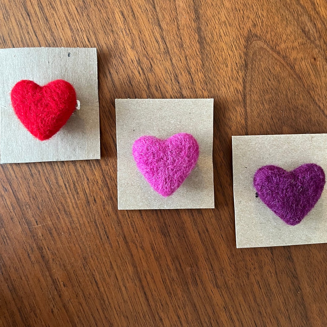Small Heart Needle Felted Hair Clip, French Barrette - Etsy