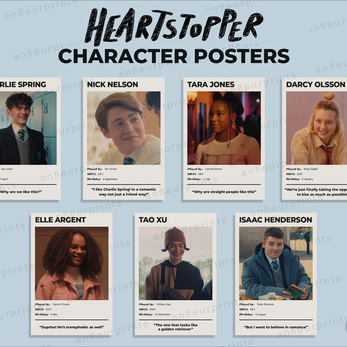 Set of 11 Heartstopper Character Posters Heartstopper Print - Etsy UK