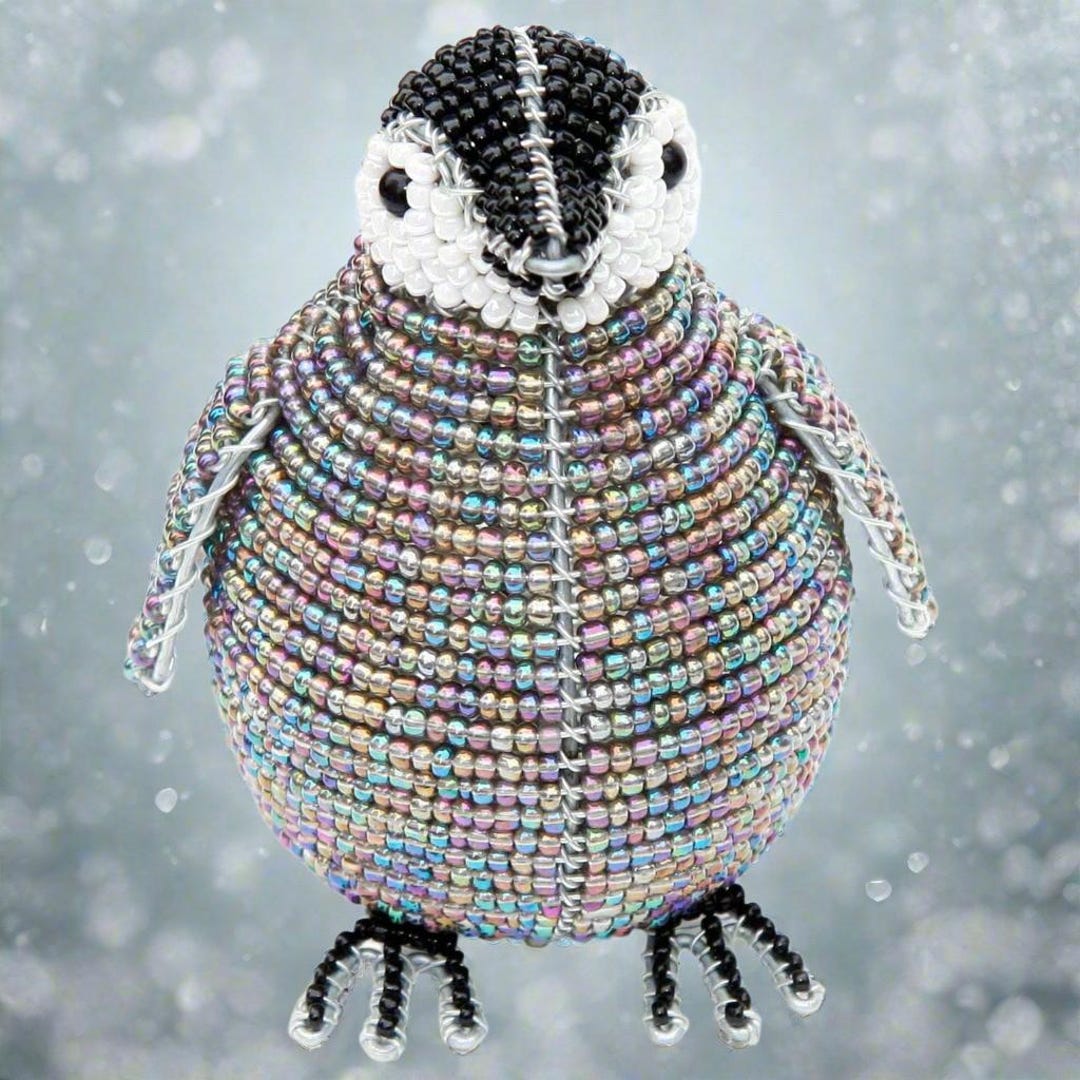 Hand Sculpted Beaded Baby Penguin – Handmade Haitian Wireframe Nursery ...