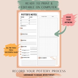 Pottery Planner/journal - Print at Home - Full Page & Half Page ...