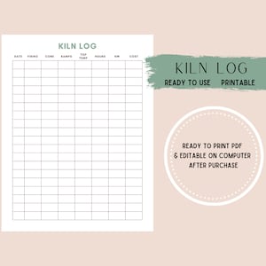 Kiln Log - Printable Digital Template - Pottery Journal - Etsy