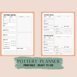 Pottery Planner/journal - Print at Home - Full Page & Half Page ...