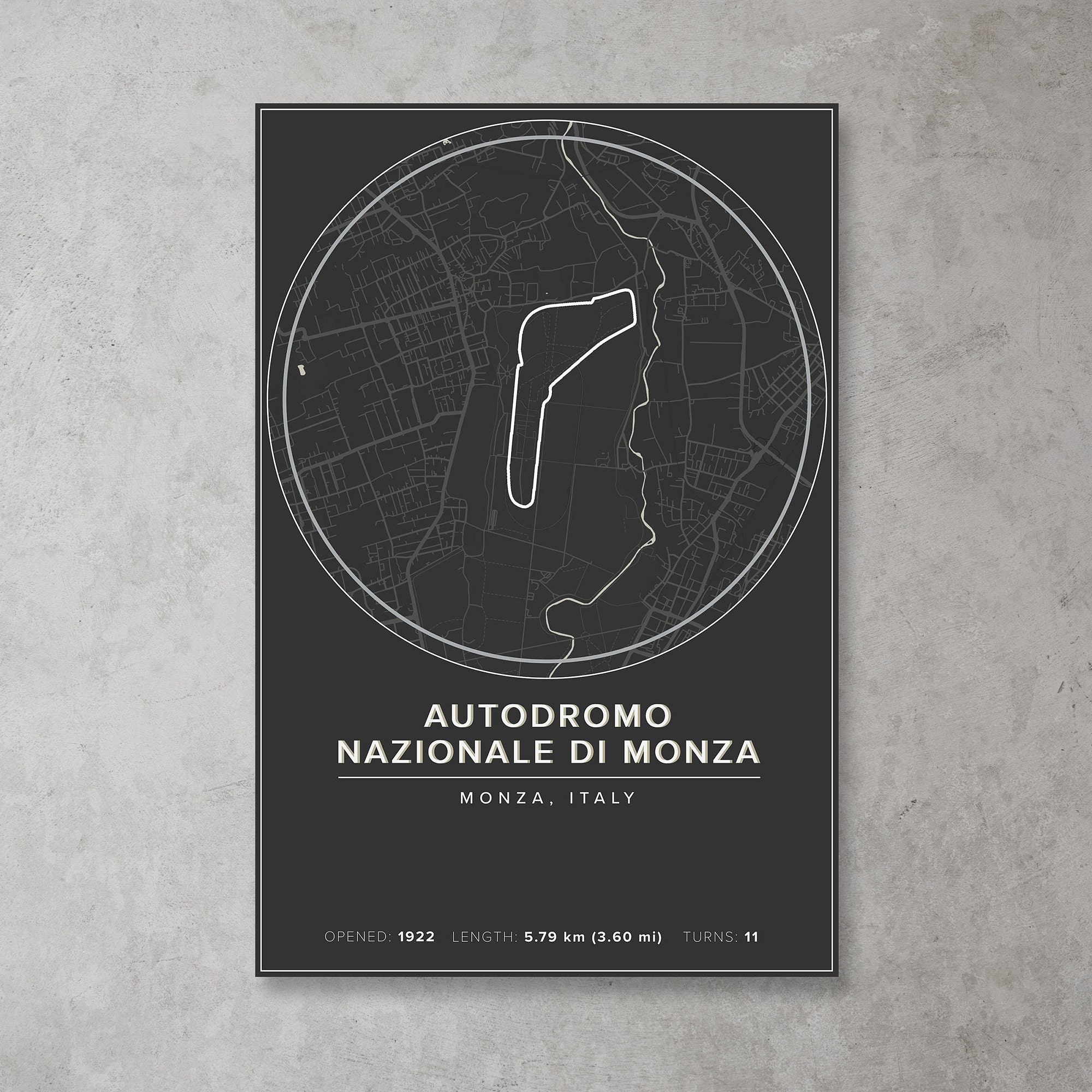 F1 Monza Circuit 2022 Track Map Italian Grand Prix white Theme Formula ...