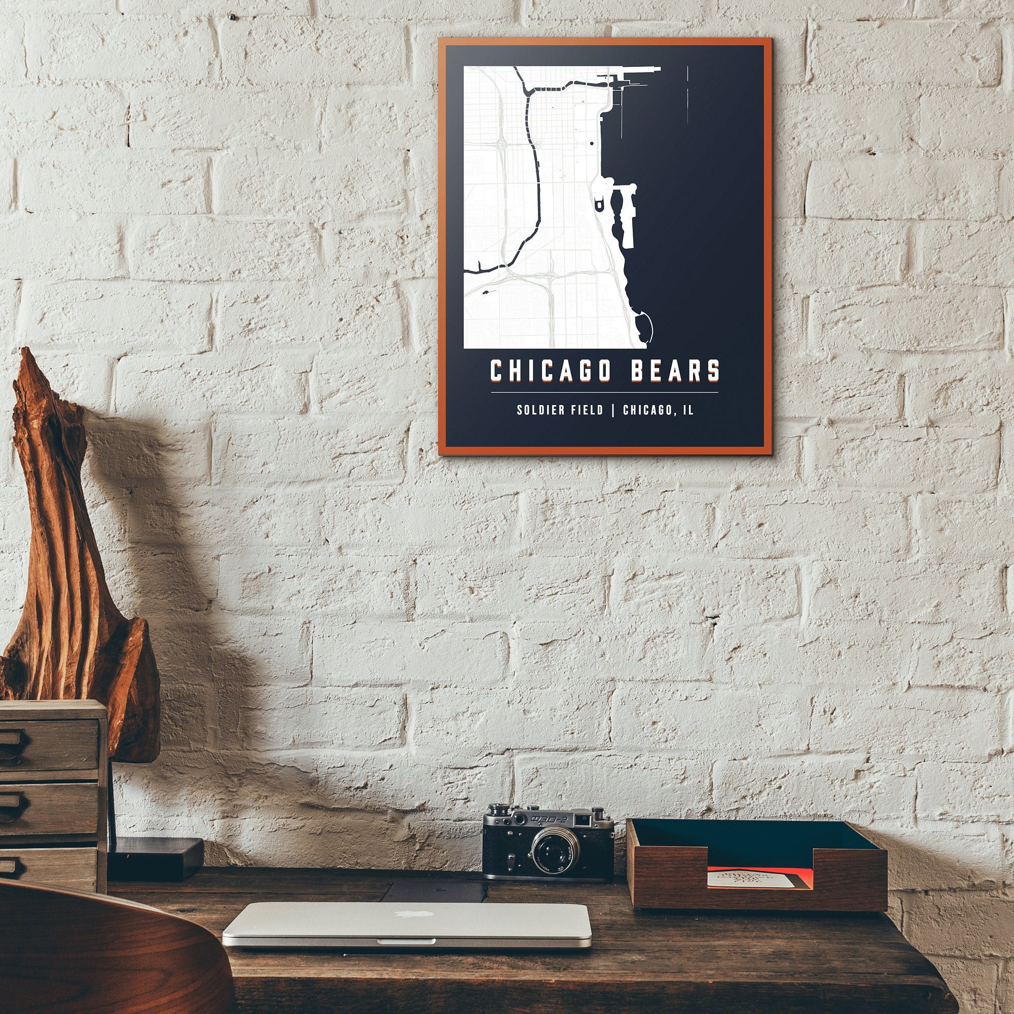 Chicago Bears Soldier Field Map Minimalist Chicago Poster Design ...