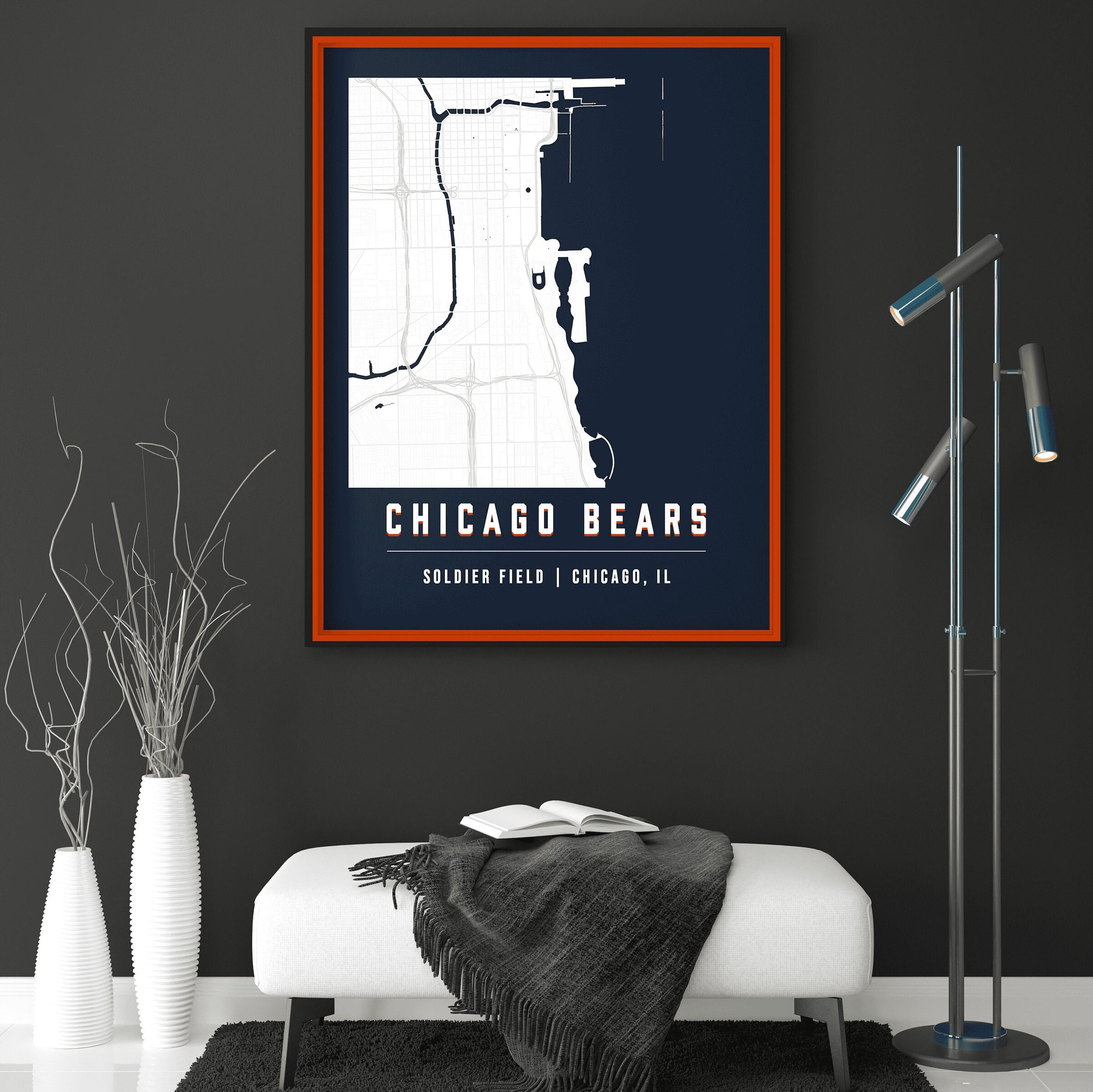 Chicago Bears Soldier Field Map Minimalist Chicago Poster Design ...