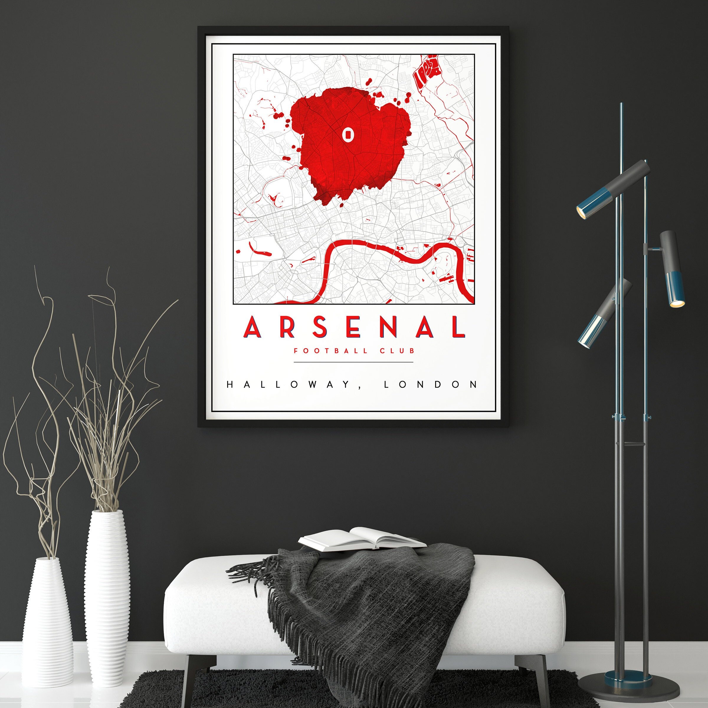 Arsenal FC Emirates Stadium Map Minimalist London Poster - Etsy