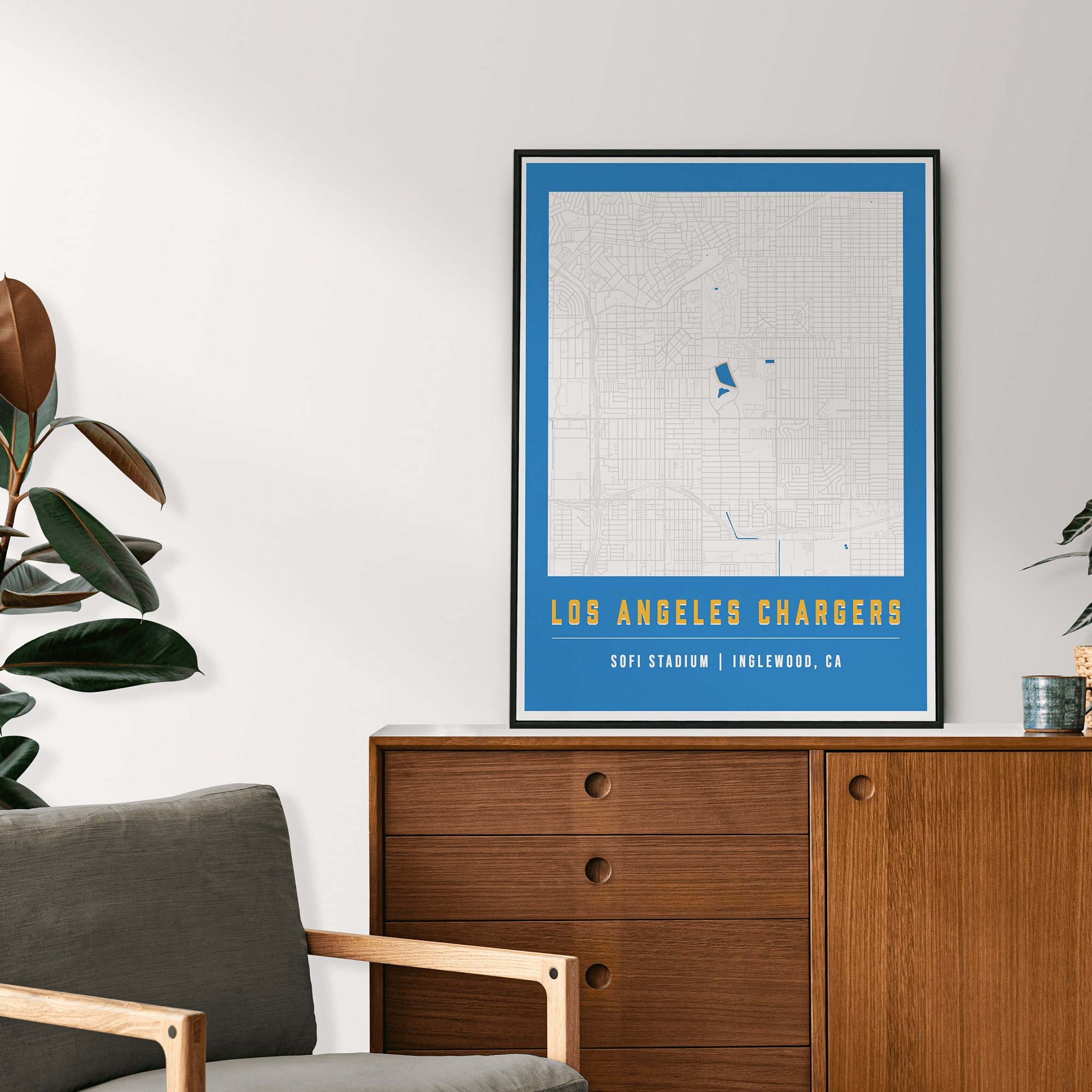Los Angeles Chargers Sofi Stadium Map Minimalist Inglewood Poster ...