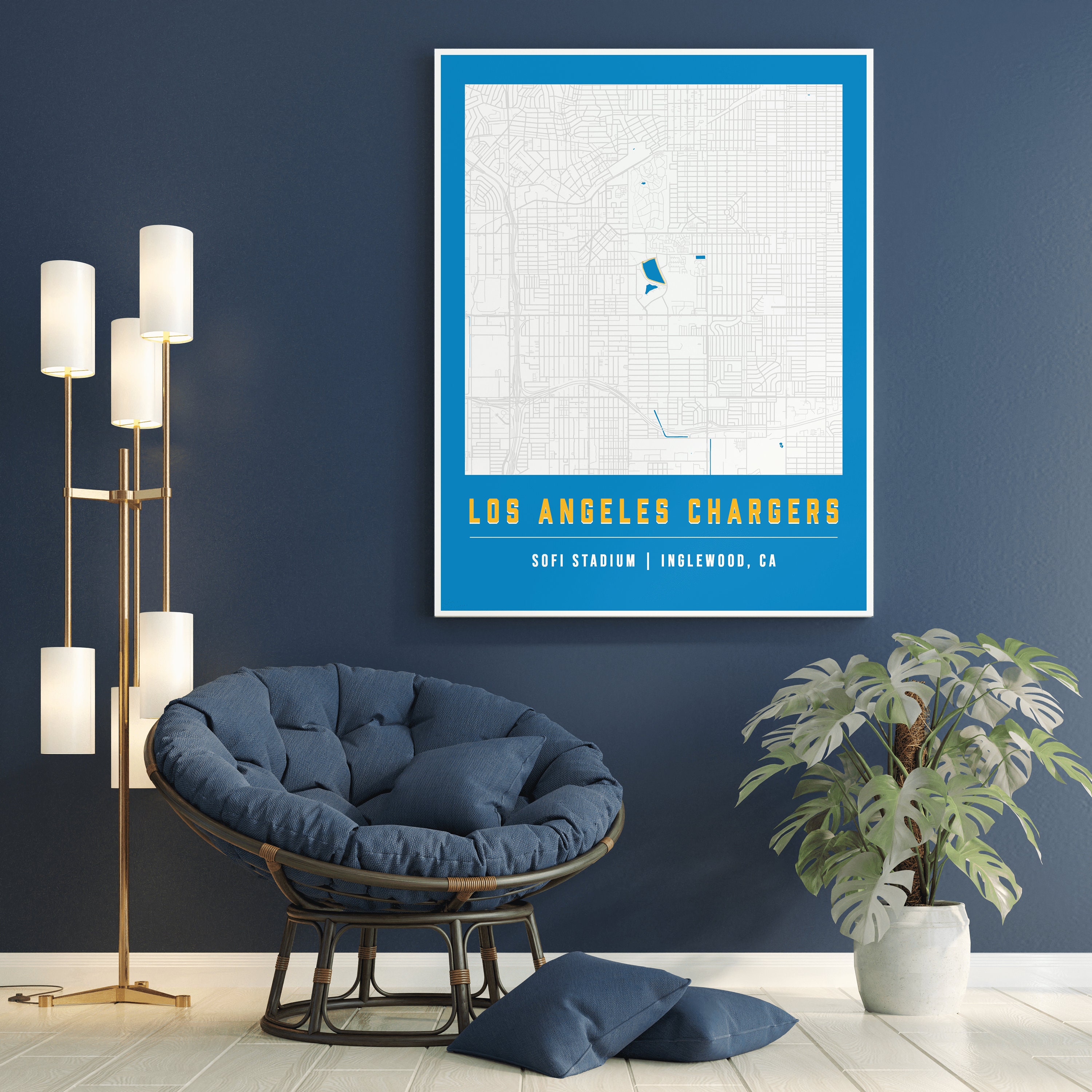 Los Angeles Chargers Sofi Stadium Map Minimalist Inglewood Poster ...
