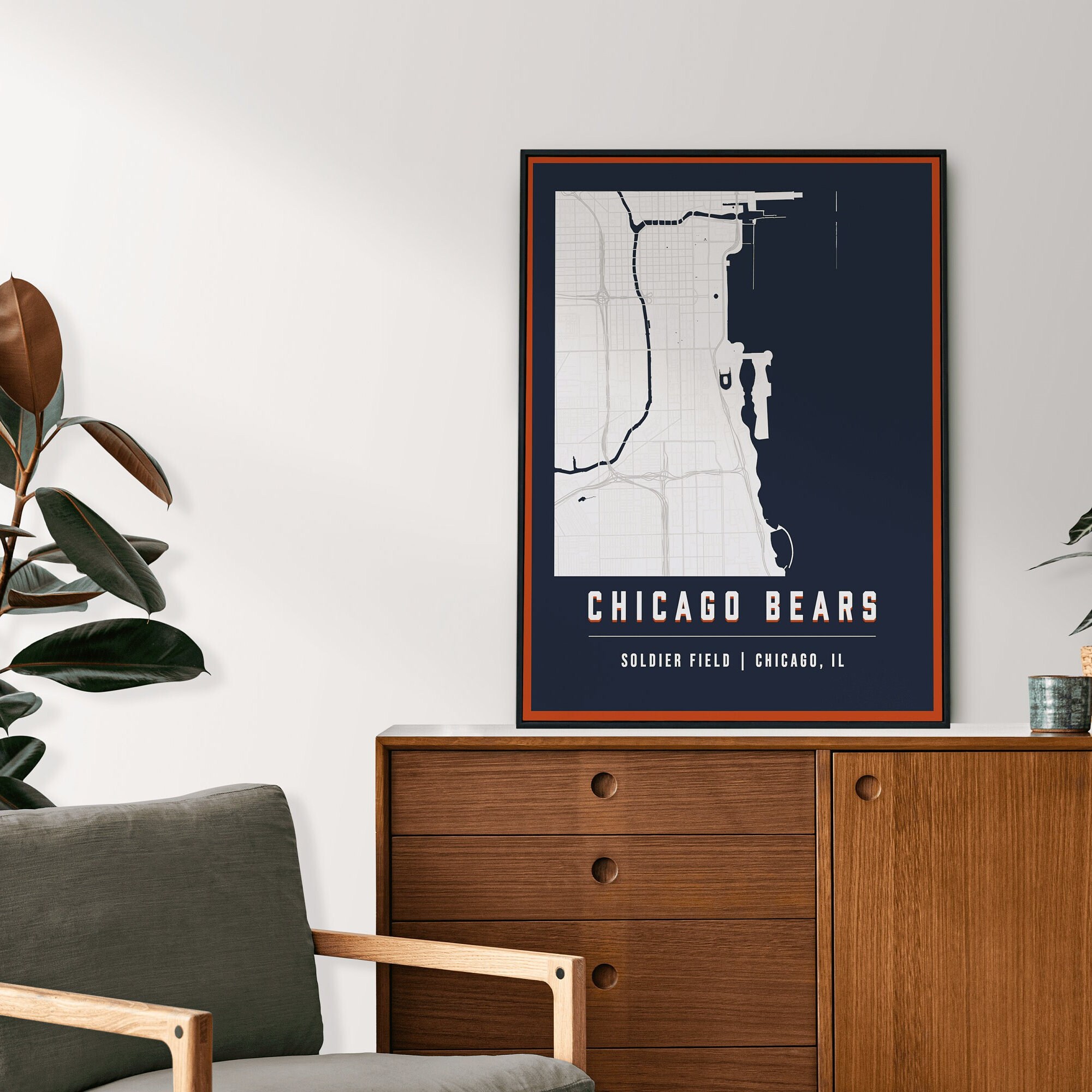 Chicago Bears Soldier Field Map Minimalist Chicago Poster Design ...