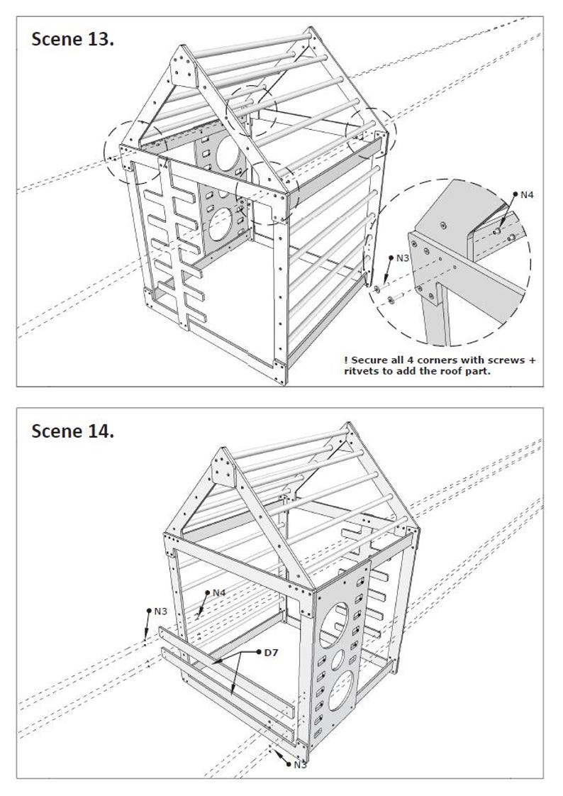 Kids Playhouse With Slide Plans & Indoor Climbing Gym DIY Woodworking ...