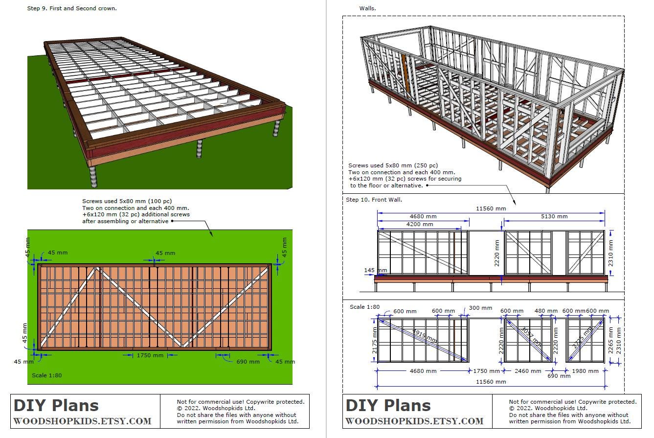Modern Tiny House Plans, DIY Step-by-step Cottage and 3D Sketchup Model ...