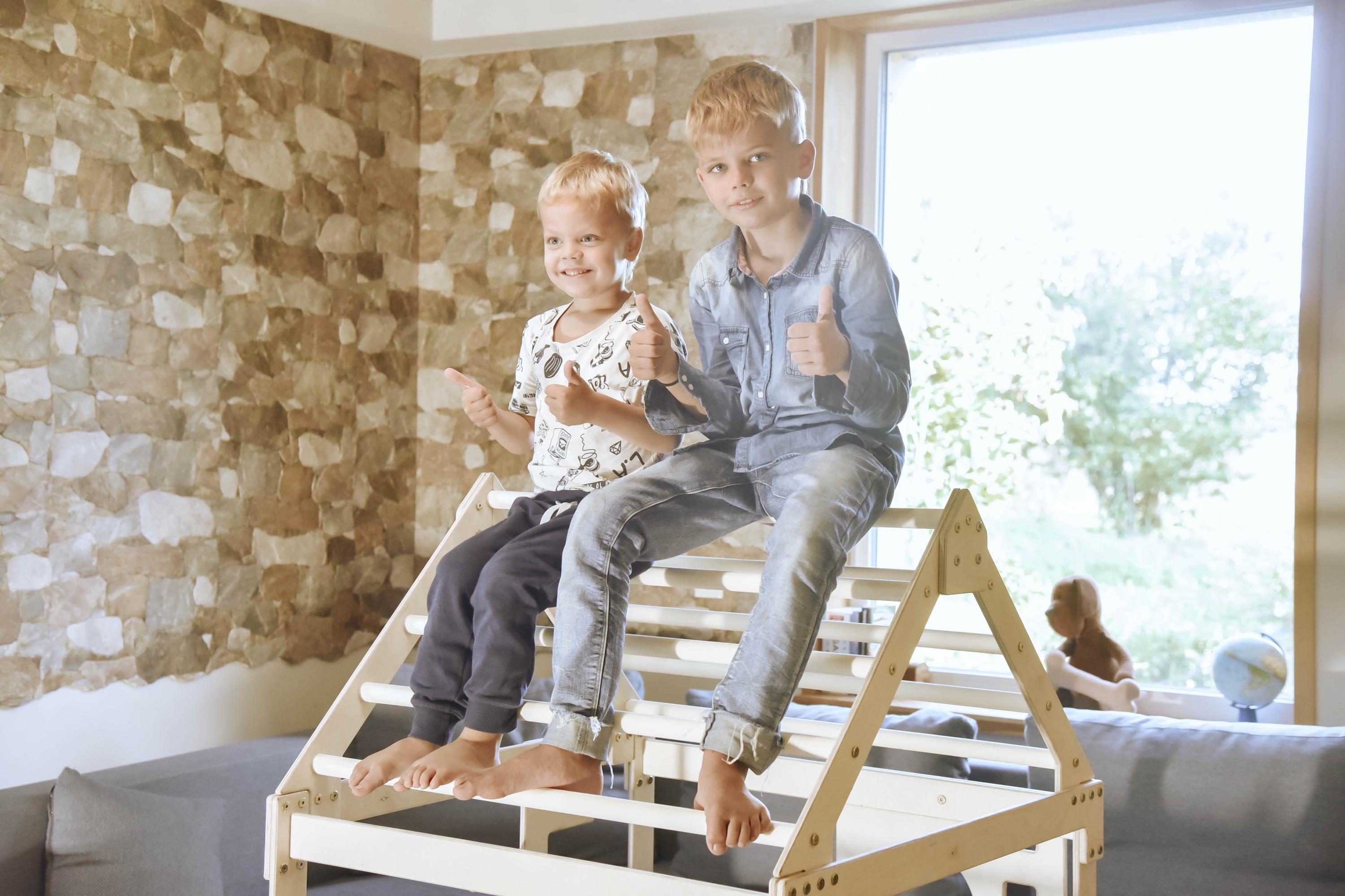 Kids Playhouse With Slide Plans & Indoor Climbing Gym DIY Woodworking ...