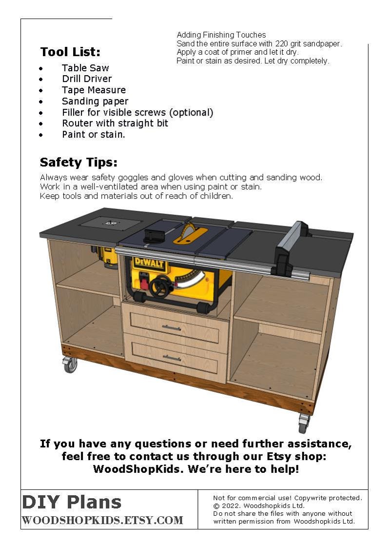 Mobile Table Saw and Router Workbench Plans, DIY Woodworking PDF ...