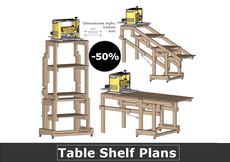 Convertible Table Shelf Plans: DIY Garage Workbench (PDF) - Etsy