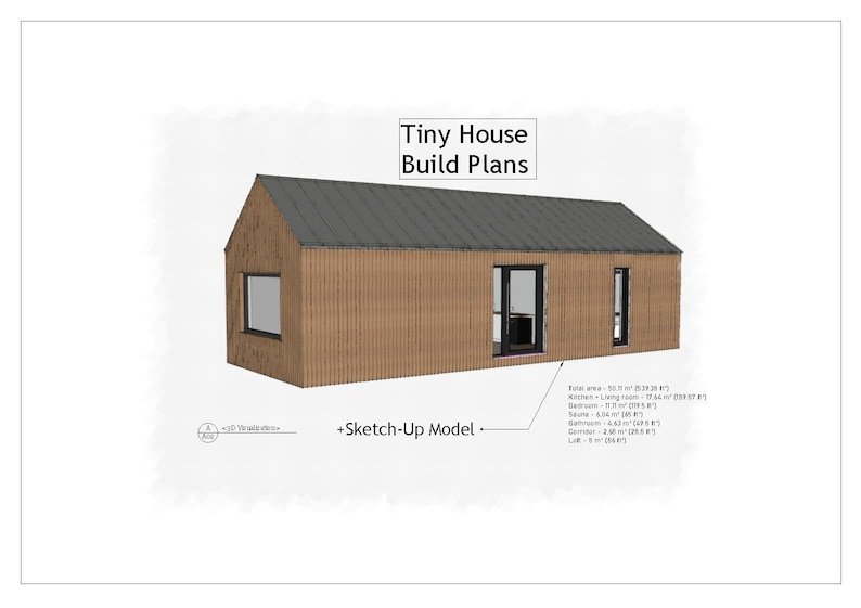Modern Tiny House Plans With Loft: 12x4.5m DIY Cottage Build (sketchup ...