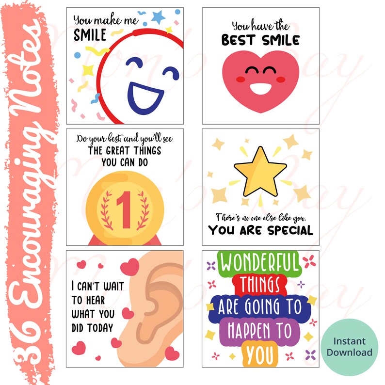 Printable Lunch Notes for Kids Motivational Cards - Etsy