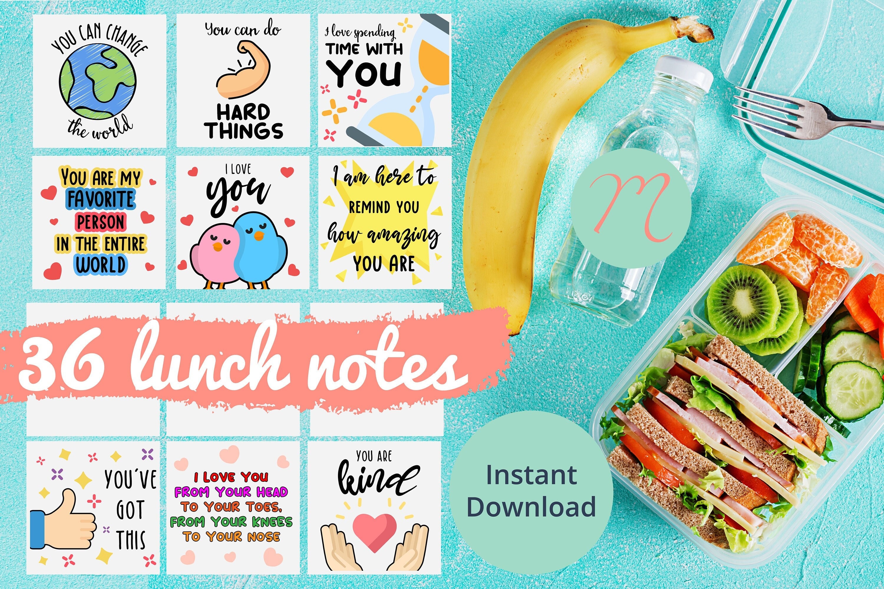 Personalized Printable Gift | Lunch Notes for Kids | Motivational Cards ...
