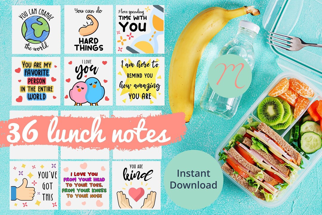 Printable Lunch Notes for Kids | Motivational Cards | Affirmation Cards ...