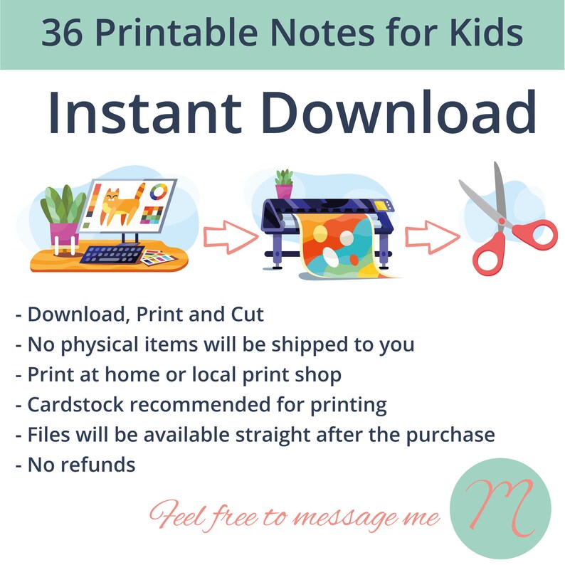 Personalized Printable Gift | Lunch Notes for Kids | Motivational Cards ...