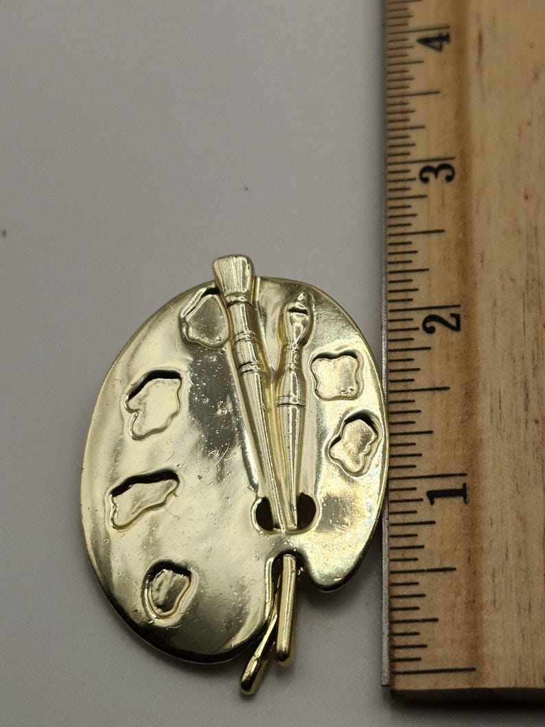 Vintage AJC Gold Tone Paint Palette Pin Brooch Artist Brush 80s 90s - Etsy