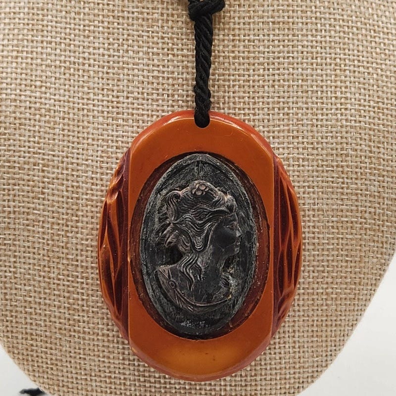 Black Bakelite Cameo - Etsy