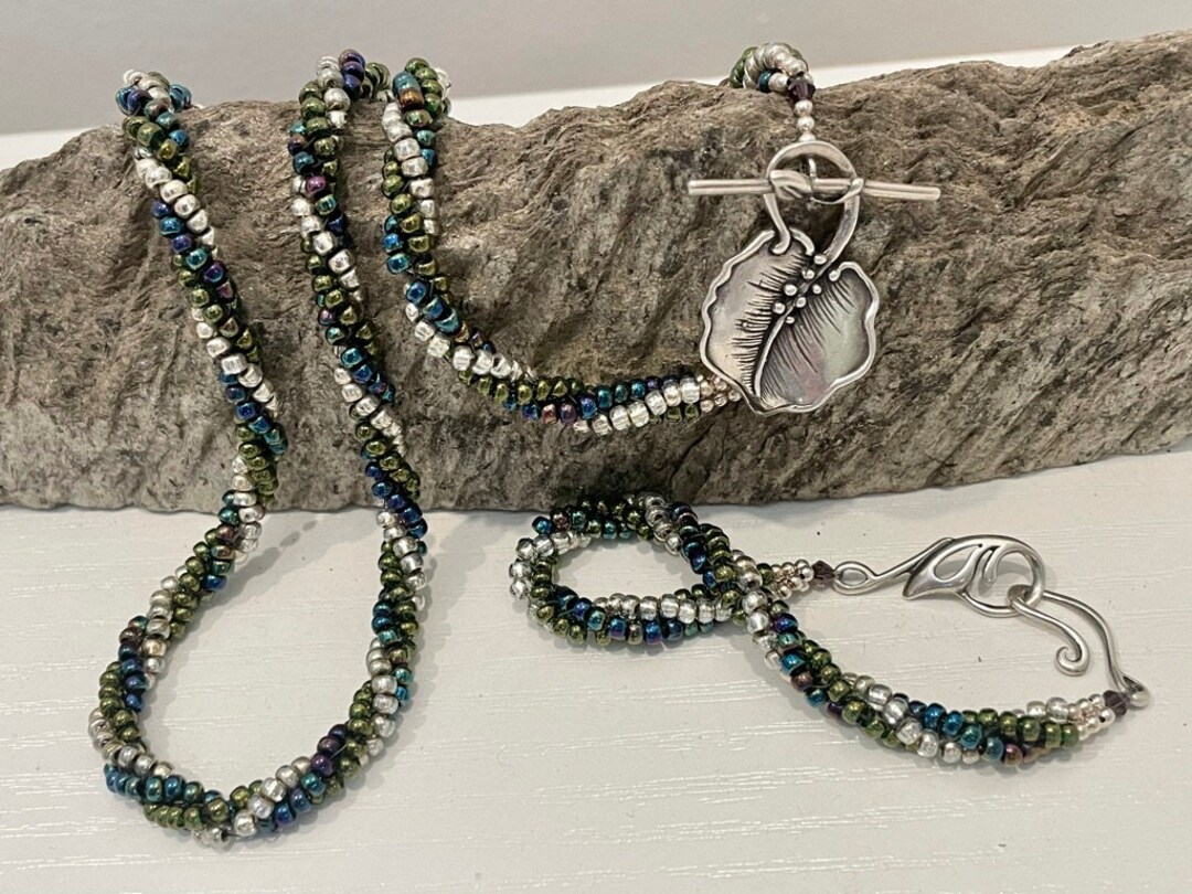 Fallen Leaf Sterling Silver Necklace and Bracelet Set. Tri Colored Hand ...