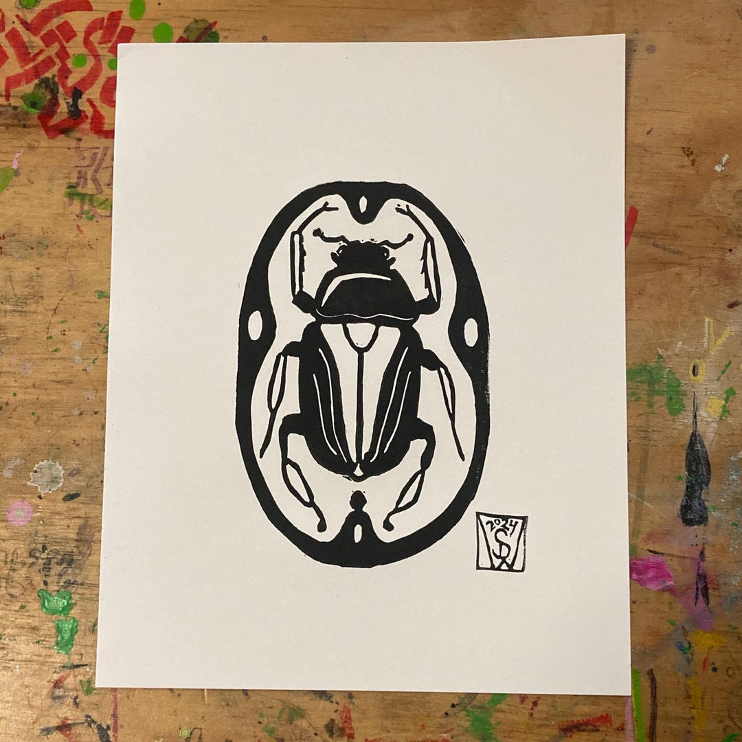 Shiny Beetle Block Print | Punk Grunge Goth Bug Art for Your Maximalist ...