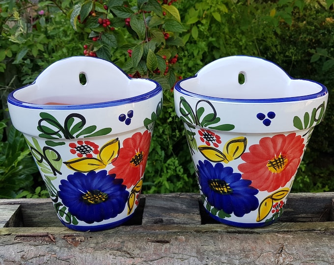 Spanish Glazed Terracotta Wall Planters 21 Cm X 18 Cm in a Set of 2 ...