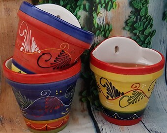 Spanish Glazed Terracotta Wall Planters 21 Cm X 18 Cm in a Set of 2 New ...