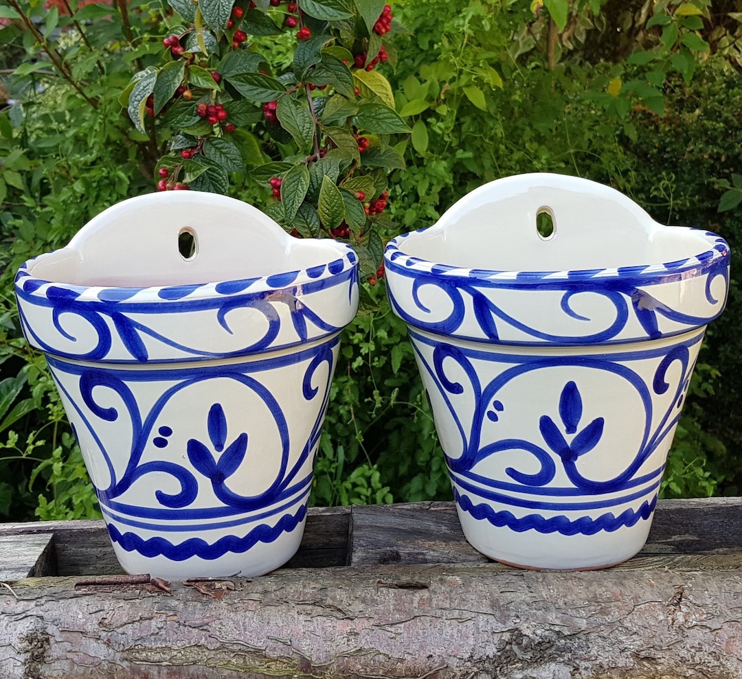 Spanish Glazed Terracotta Wall Planters 21 Cm X 18 Cm in a Set of 2 ...