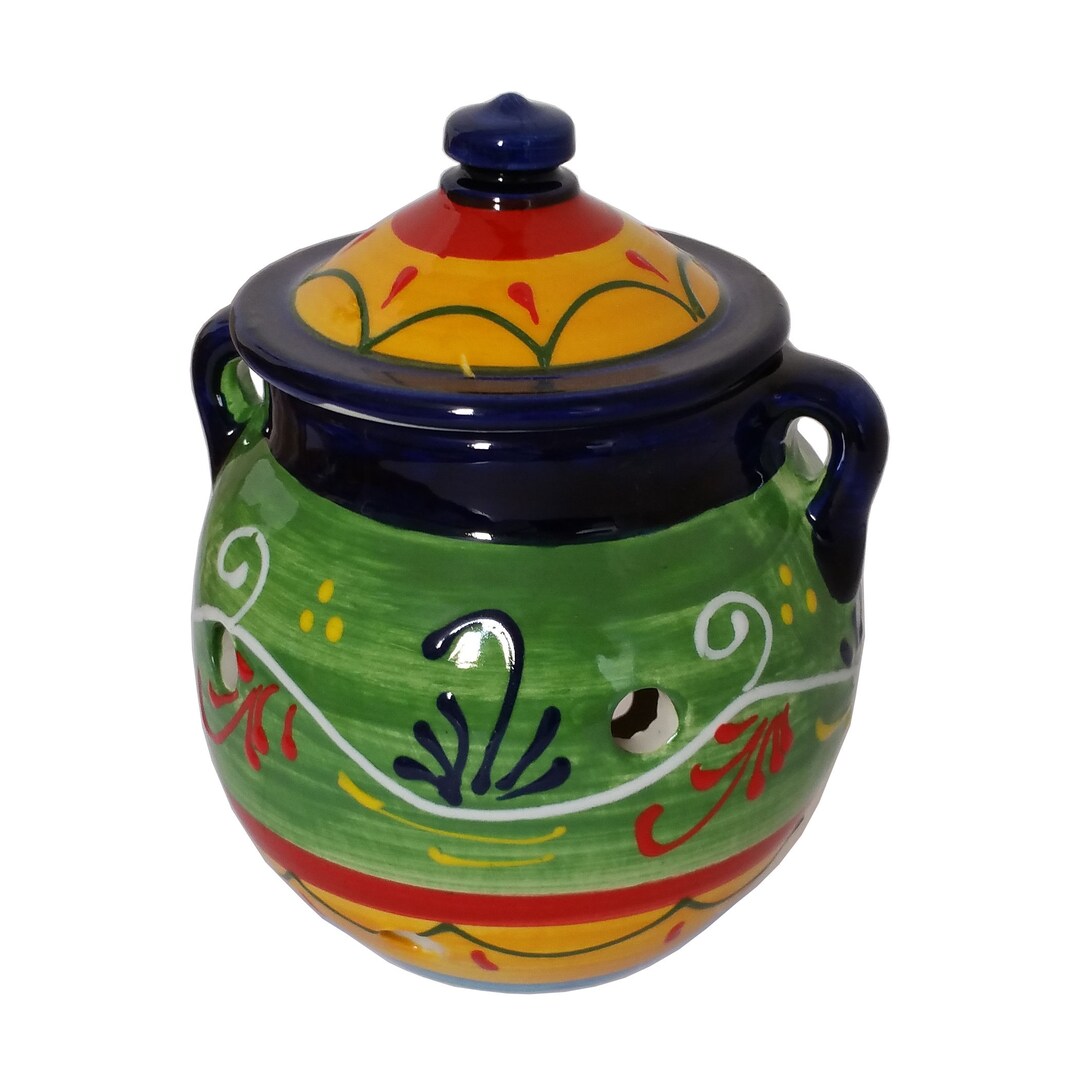 Spanish Kitchen Garlic Storage Jar 16 Cm X 15 Cm New Traditional ...