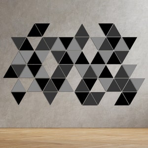 Wooden Triangle Wall Art, Large Wood Tiles Home Decor, Geometric Shapes ...
