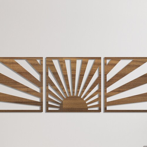 Boho Sunshine Wood Wall Art Modern Sunset Wall Decor Neutral - Etsy