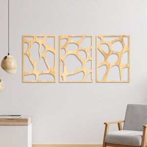Abstract Wood Wall Art Set, Large Gallery Wall Decor, Minimalist Set of ...