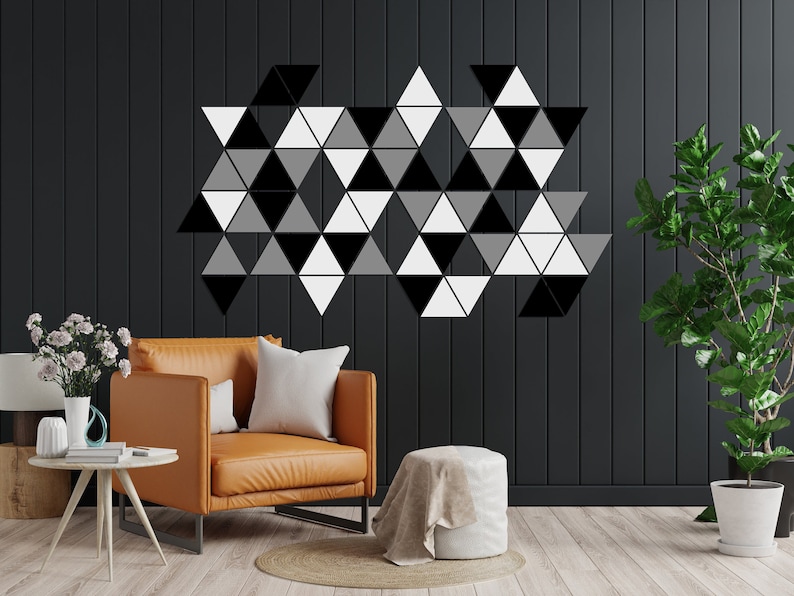Wooden Triangle Wall Art Large Wood Tiles Home Decor - Etsy