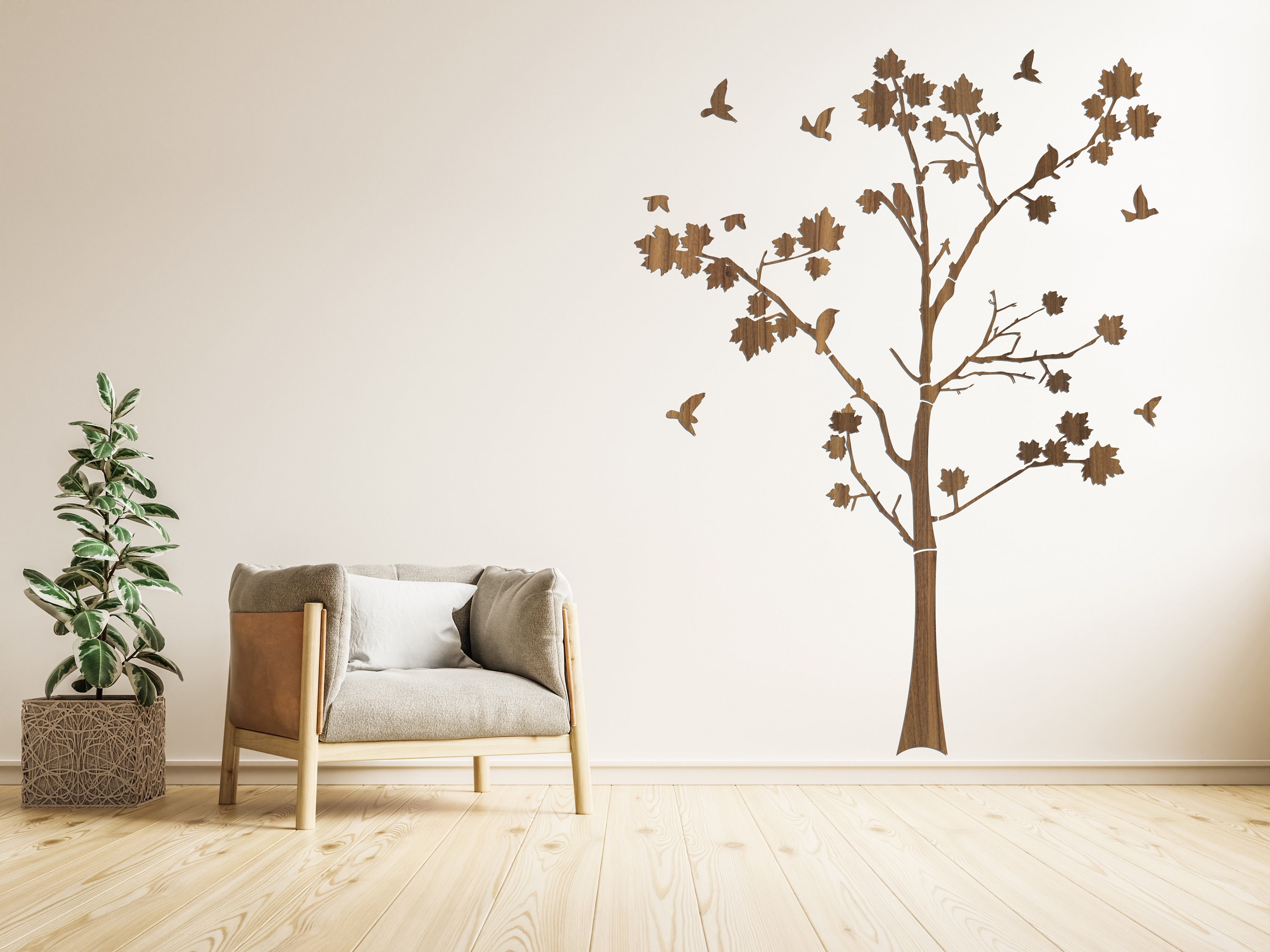 Tree Wood Branches Wall Decor, Rustic Tree Wall Art, Nature Tree of ...