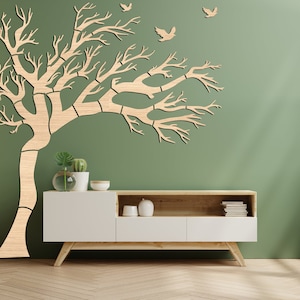 Extra Large Family Tree Wooden Wall Art, Landscape Fall Concept Decor ...
