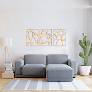 Abstract Wood Wall Art Set, Large Gallery Wall Decor, Minimalist Set of ...