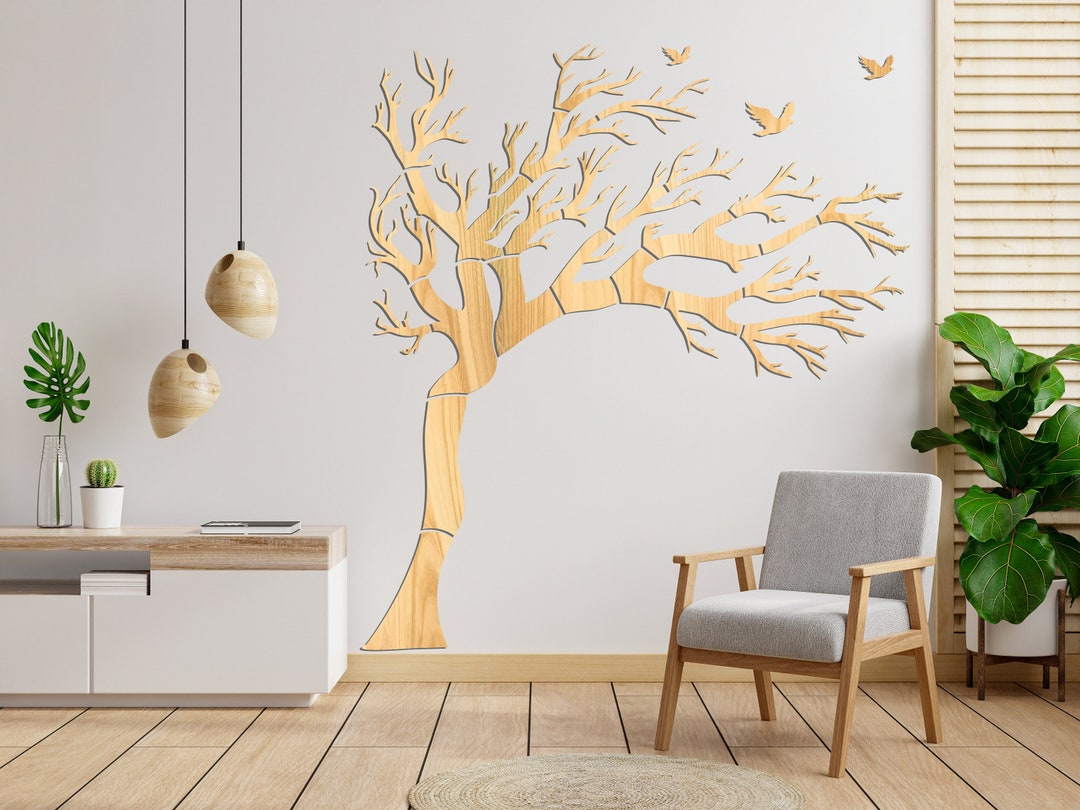 Extra Large Family Tree Wooden Wall Art, Landscape Fall Concept Decor ...