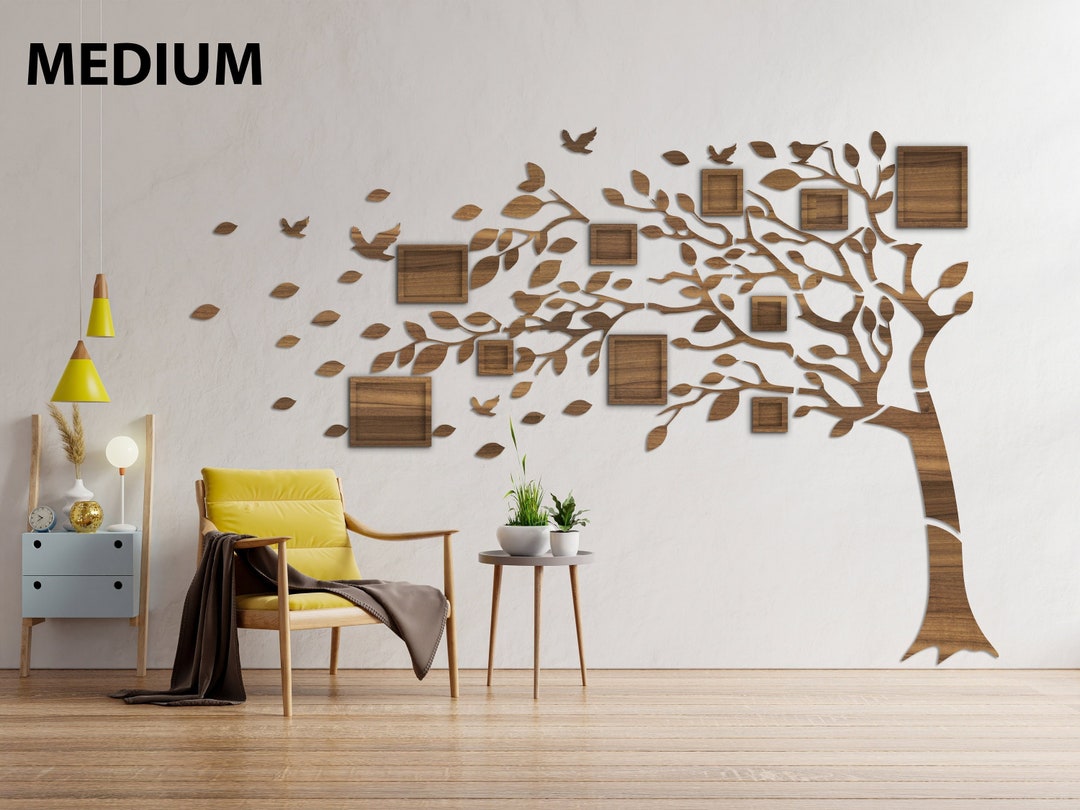 Family Tree Wood Wall Art, Tree of Life Room Decor, 3D Family Picture ...