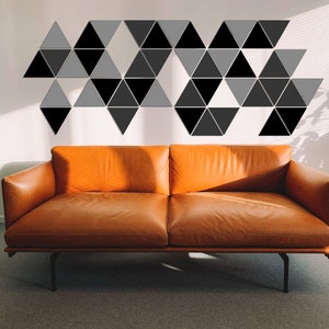 Wooden Triangle Wall Art, Large Wood Tiles Home Decor, Geometric Shapes ...